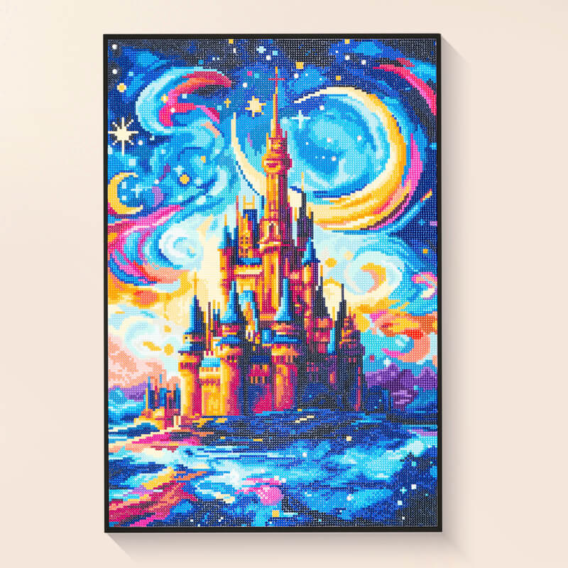 Rainbow Castle & Cityscape Diamond Art Guide | Fantasy Towns – DIY Company